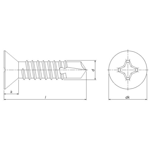 Flat Head Self Drilling Screw DIN 7504 P - Uni Circle Fasteners Sdn Bhd