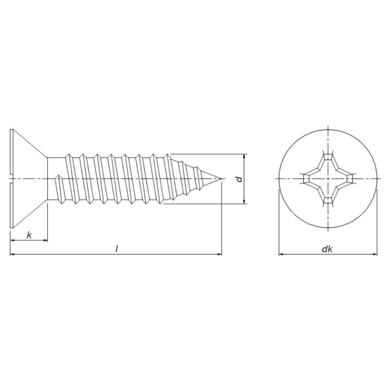 Flat Head Self Tapping Screw DIN 7982 C - Uni Circle Fasteners Sdn Bhd