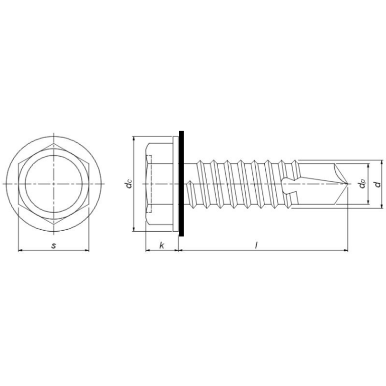 Hex Head Self Drilling Screw with Washer DIN 7504 K - Uni Circle ...